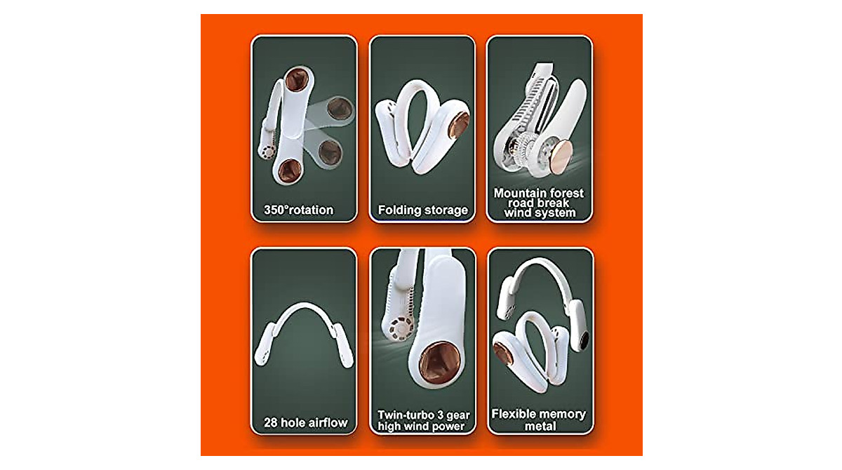 KDO Bladeless Neck Fan: 350° Rotation & Rechargeable