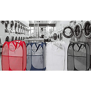 Portable Large Rectangle Laundry Basket with Carry Handles Big Heavy Duty Pop Up Nursery Clothes Hamper Folding Mesh Room Organizer Storage Red