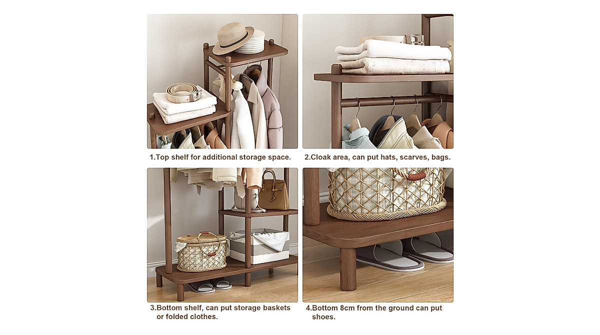 KASLANDI Walnut Clothes Rack - Stylish & Functional