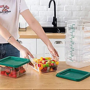 Lallisa 8 Pcs 2 Quart Food Storage Containers with Lids Clear Square Polycarbonate Marinating Container Dough Bucket with Lid(Green)