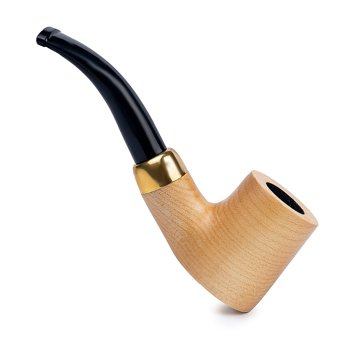 Dr. Watson - Wooden Tobacco Pipe, classic Cherrywood shape, Fits 9mm filter, Comes with Pouch, Boxed (Natural)