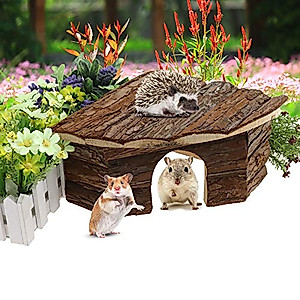 SING F LTD Beautiful and Cute Nest Playground House for Hamsters Hedgehog Wooden House Circular Sector Corner Cage 31x21x13cm