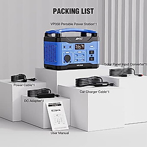 AIVOLT Portable Power Station 300W/266Wh Mini Solar Powered Generator, Backup Lithium Battery with LED Light 120V Pure Sine Wave AC Outlets(Surge 600W), USB-C Ports, Wireless Charging, for Outdoor Camping Emergency Home CPAP Backup