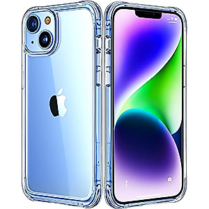 Mkeke for iPhone 14 Case & iPhone 13 Case Clear, [Anti Yellowing] Phone Case for iPhone 13 & 14 with Protective Bumper for Apple iPhone 14/iPhone 13 6.1''[Military Grade Protection]