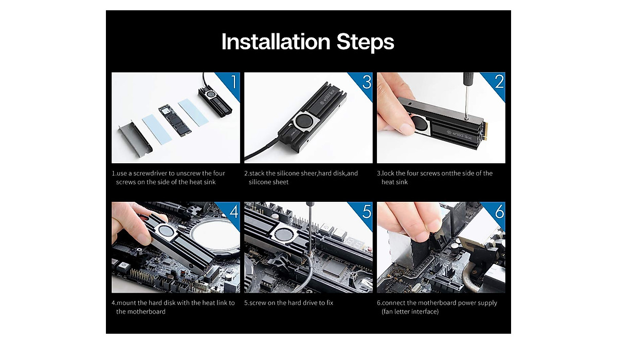 ineo Aluminum M.2 2280 SSD Heatsinks with 20mm Fan and Pure Cooper ...