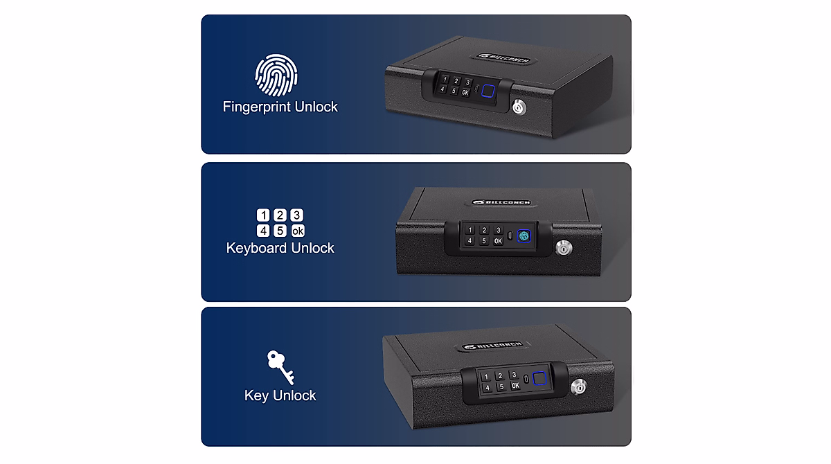 Secure Biometric Gun Safe - Portable & Versatile Storage
