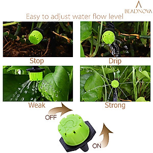 BEADNOVA Drip Emitter 150 Pcs 360 Degree Drip Line Emitter Adjustable Dripper Emitters for Drip Line 1/4 Inch Irrigation Tube Watering System Gardening (Green)