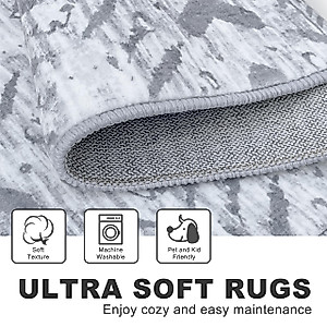 KILOCOCO Hallway Runner Rug 2'x8' Runners for Hallways Washable Runner Rug Non Slip Laundry Room Rug Low-Pile Rug Runner for Bedroom Kitchen Living Room Boho Rug, Blue Grey