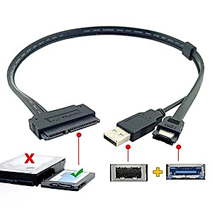 chenyang eSATA to SATA 22Pin Data Transfer Extension Cable with USB 2.0 Power Support 5V Power for 2.5" Hard Disk Drive 50cm