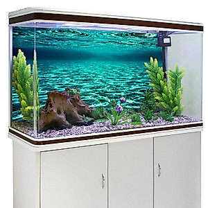 YongFoto 72x18 Inches Polyester Aquarium Background Turquoise Clear Water Ripple Terrarium Background Glass Fish Tank Background Pet Underwater Habitat Decor