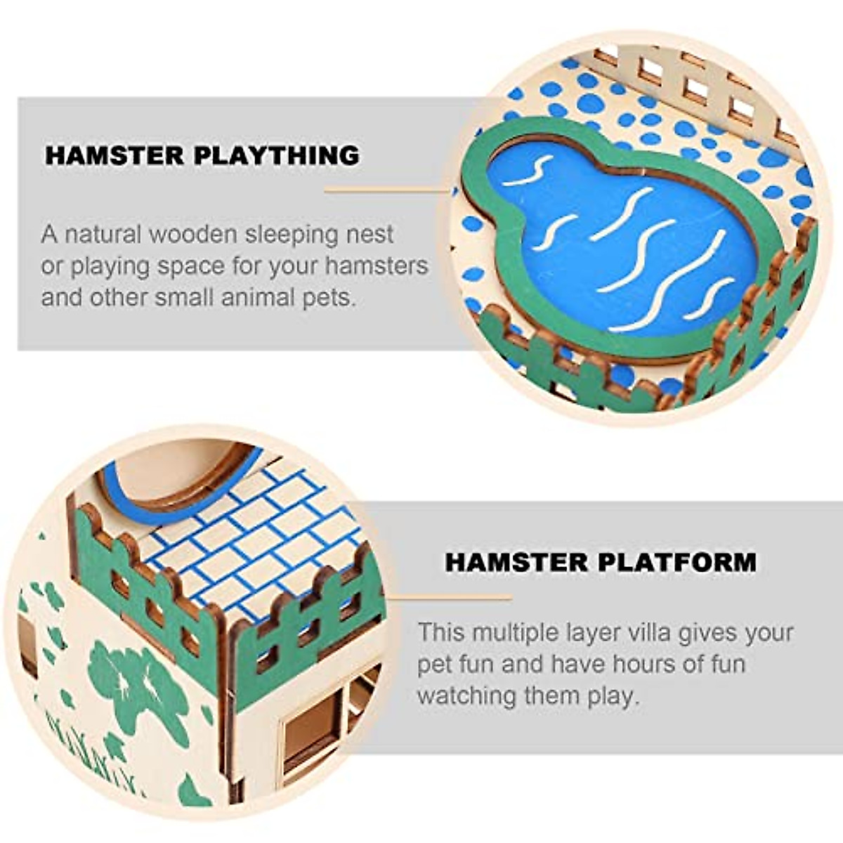 Balacoo Hamster Castle Pet Hamster Climbing Toy Small Pet Hut Wooden Hamster Cabin