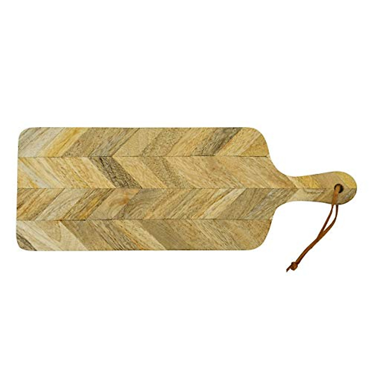 Mango Wood Mosaic Cutting Board Small With Leather Loop | Rustic Modern Design Serving Platter by Alchemade
