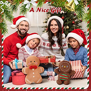 Eoieov Christmas Gingerbread Man Pillow Gingerbread Plush Stuffed Pillow Fun Gingerbread Shaped Decorative Throw Pillows for Sofa Cushion Christmas Party Decor Khaki,15.7"