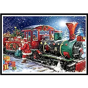 Redxing Stamped Cross Stitch Kits Embroidery kit for Beginners Adults Full Range of Embroidery Patterns Starter Kits DIY Printed Cross Stitch Kits Needlepoint Kits 11CT-Santa Train 15.7×23.2 inch