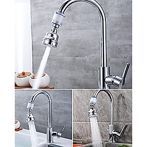 Water Filter for Sink, 360° Rotating Faucet Water Filter, Kitchen Bathroom Universal Swivel Sink Filter, with 3 Water Outlet Modes (Silver)