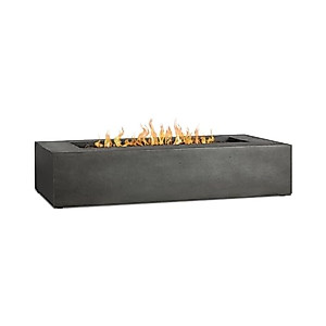BBQGuys Signature La Valle 56-Inch Rectangle Propane Fire Table - Carbon - 1590LP-CBN