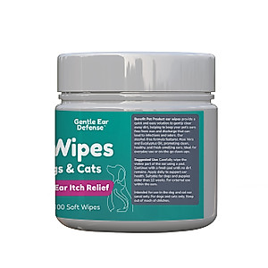 Benefit Pet Products Dog Ear Wipes - Ear Cleaner for Dogs to Prevent Infections, Itching & Odor - Aloe & Eucalyptus, Grooming Wipes - 100 Count