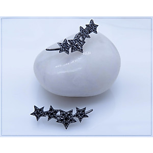 Dazzlingrock Collection 1.00 Carat (ctw) Black Rhodium Plated Round Diamond Ladies Climber Earrings 1 CT, Sterling Silver