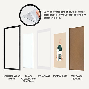 Opposite Wall - 50x70 cm - Black Solid Oak Wood Picture Frame - Lightweight, Versatile & Shatterproof - Wall Hanging Photo or Poster Frame - Wall Decor for Office, Gallery & Home, 19 3/4 x 27 1/2 in.