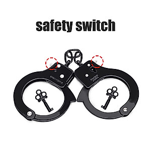 HUALIXUAN Metal Play Handcuffs, Hand Cuffs Police, Toy Handcuffs for Kids (Black)