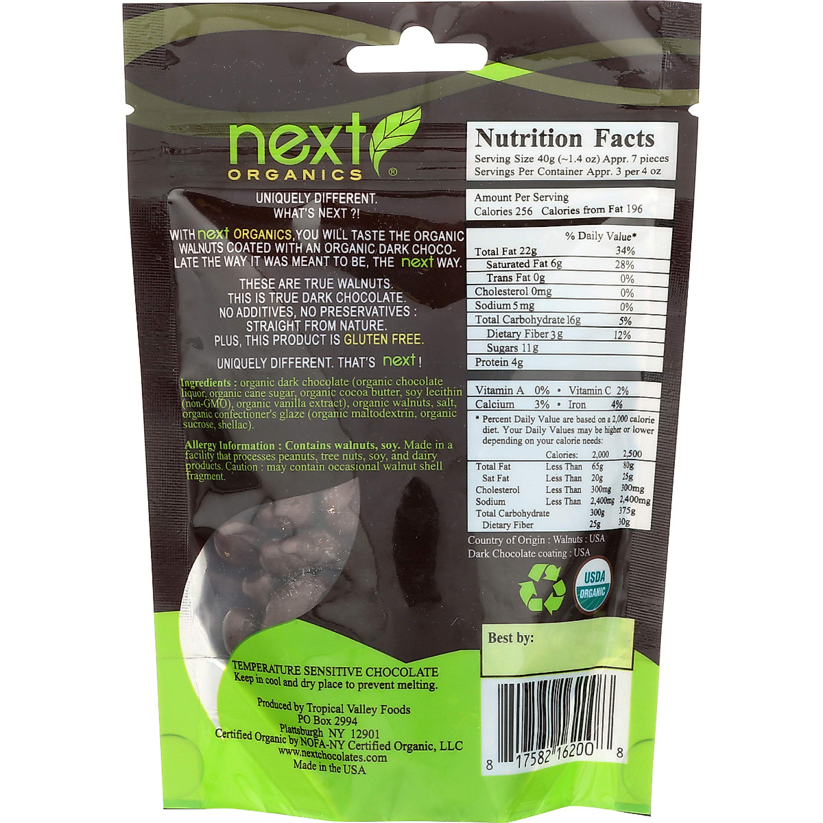NEXT ORGANICS CHOC CRVD WALNUT DRK ORG 4OZ