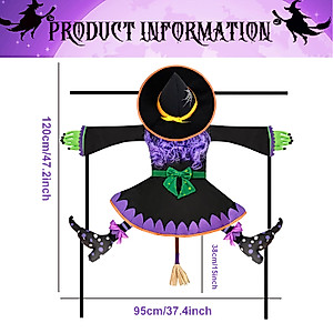 Miracleart Crashing Witch Halloween Decorations(47" H), Funny Flying Crashing Witch into Tree, Outdoor Indoor Crashed Witch Props Halloween Party Hanging Decorations