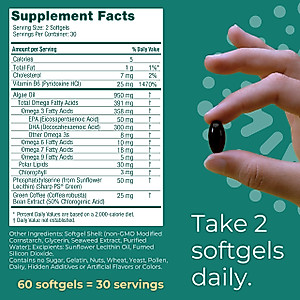 iwi life Brain Omega-3, 120 Softgels (60 Servings), Vegan Plant-Based Algae Omega-3 with EPA + DHA, Focus, Memory and Mood Support Dietary Supplement, Krill & Fish Oil Alternative, No Fishy Aftertaste