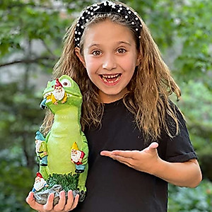 Garden Gnomes Galore Dinosaur Eating Gnomes Garden Statue - Garden Gnomes Outdoor Funny Gnomes Decorations for Yard - Funny Gnomes Inappropriate Nomes - Dinosaur Eating Garden Gnomes Naughty Gnomes