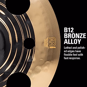 Meinl Cymbals Classics Custom Dual 12" Trash Splash Cymbal for Drum Set, Dark/Brilliant — Made in Germany — B12 Bronze, 2-Year Warranty, (CC12DUTRS)