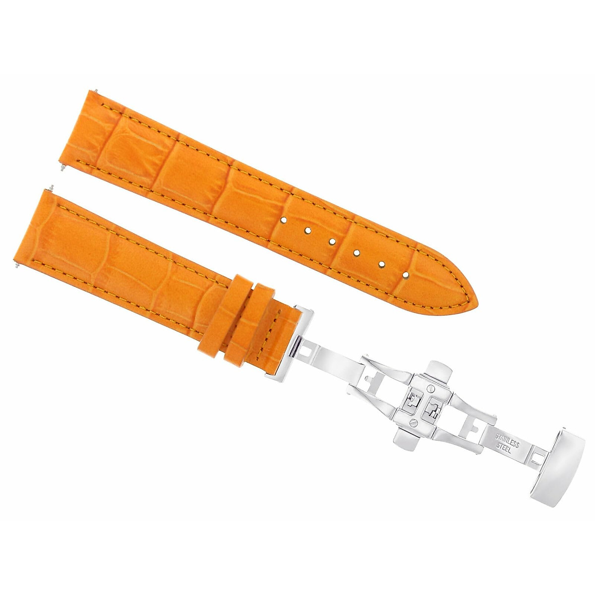 Ewatchparts 19MM LEATHER WATCH BAND STRAP FOR IWC PILOT PORTUGUESE + DEPLOYMENT CLASP ORANGE
