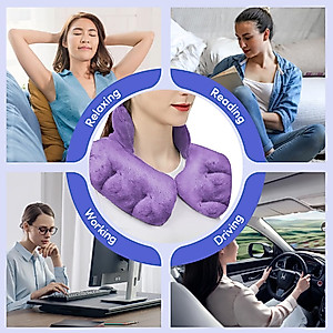 MEISENHOME Microwavable Heating Pad for Neck and Shoulders, Weighted Microwave Moist Neck Wrap for Pain Relief Sore Muscle Stress Tension, Heated Wrap with Aromatherapy, Hot & Cold Compress, Purple