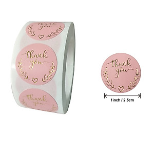 Pink Forest Thank You Sticker , Wedding Souvenirs Seal Lable , 500pcs Romantic Pink Bronzing Sticker for Greeting Cards, Flower Bouquets , Mailers Bag