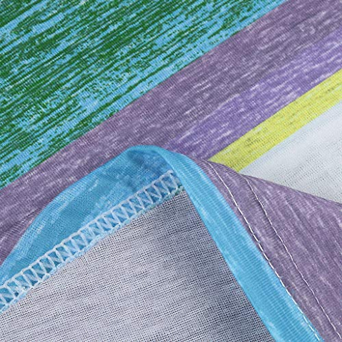 ESKNAS Womens Blouse Summer Rainbow Gradients Stripe Print Tunic Tops Short Sleeve V-Neck Pleated T-Shirt (Blue,XXXXL)