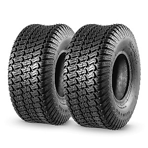 MaxAuto 2 Pcs 15x6.00-6 Front Lawn Mower Tire for Garden Tractor Riding Mover, 4PR
