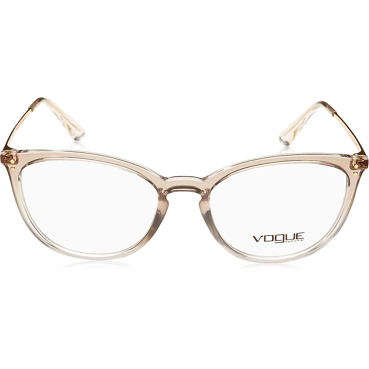 Vogue Eyewear Women's VO5276 Cat Eye Prescription Eyeglass Frames, Grad Brown/Crystal/Demo Lens, 53 mm