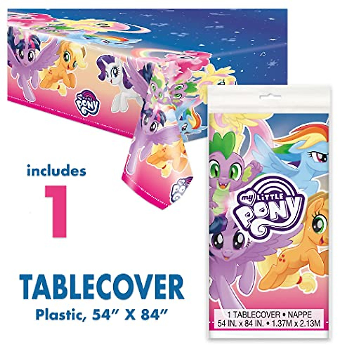 My Little Pony Party Supplies, My Little Pony Birthday Party Supplies and Decorations for 16 Guests with Banner, Tablecover, Plates, Cups, Napkins and Button