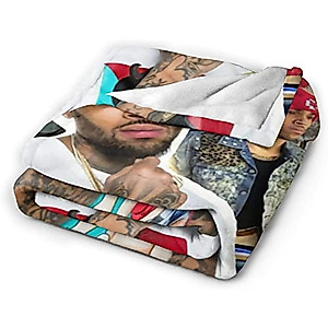 Chris Brown Blanket Flannel Blanket Fleece Throw Warm Plush Microfiber Blanket All Season Warm Be (50X40 inches), Black, (CCA-009)