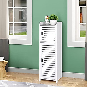 YARUKIMA Bathroom Storage Cabinet,Toilet Side Storage Organizer Floor Freestanding Cabinet with Shelves and Door,Bathroom Furniture,Side Table/Nightstand/Side Cabinet for Bedroom Living Room, White