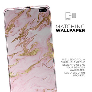 DesignSkinz Rose Pink Marble & Digital Gold Frosted Foil V3 Protective Vinyl Decal Wrap Skin Cover Compatible with The Samsung Galaxy S20 (Screen Trim & Back Glass Skin)