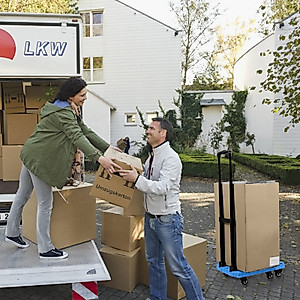 440 lb Folding Hand Truck, Heavy Duty Utility Dolly Platform Cart with Anti-Skid Strip, Luggage Cart with 6 Wheels, Blue