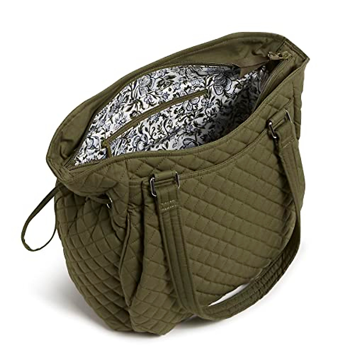 Vera Bradley Women's Cotton Glenna Satchel Purse, Climbing Ivy Green - Recycled Cotton, One Size