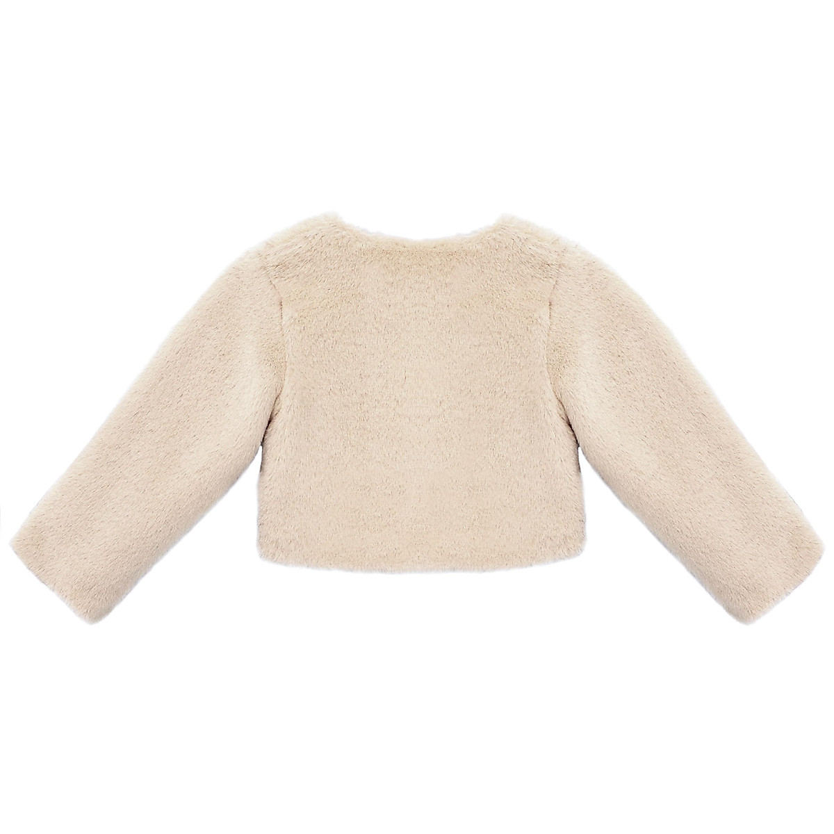 Lilax Girls Cozy Faux Fur Long Sleeve Crew Neck Dress Coat (Beige,7)