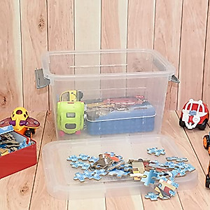 AnnkkyUS 4-pack 6 L Plastic Storage Bin with Lid, Clear Plastic Boxes