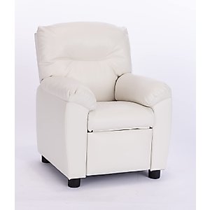 Q-Max Modern Sofa Chair with Pillow Top Armrest and Footrest, White Finish Children Recliner