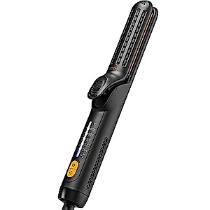 Hair Straightener and Curler 2 in 1 Airflow, Curling Iron 360° Airflow Styler for All Hair Types, Ceramiac Tourmaline Hair Curler Dual Voltage, Gold