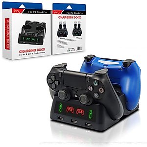 Controller Charger Charging Station Fast Charging Adapter, Multi Functional Charging Station for Sony / Move/ VR Controller with LED Indicator