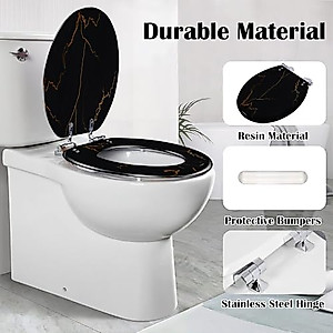 WHFEOIV9RE Elongated Toilet Seat high glossy texture Resin Toilet Seat Quietly Slow Close with Quick-Release Hinges Toilet Seat with Cover Easy to Clean Install