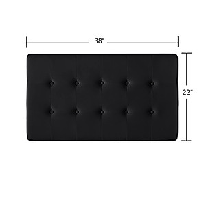 24KF Black Wall Mounted Tufted Button Twin Headboard,Soft Comfortable Velvet Padded Twin Size Headboard -6035-T-Black
