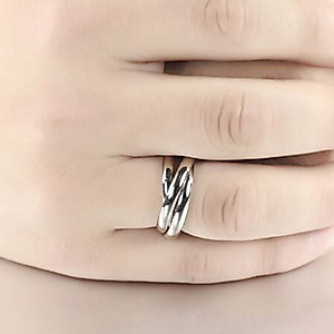 Jude Jewelers Stainless Steel Three-in-One Braided Interlocking Infinity Wedding Band Promise Anniversary Ring (Silver, 5)