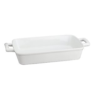 HIC Kitchen Rectangular Lasagna Pan with Handles, Fine White Porcelain, 13 x 9 x 2.5-Inches